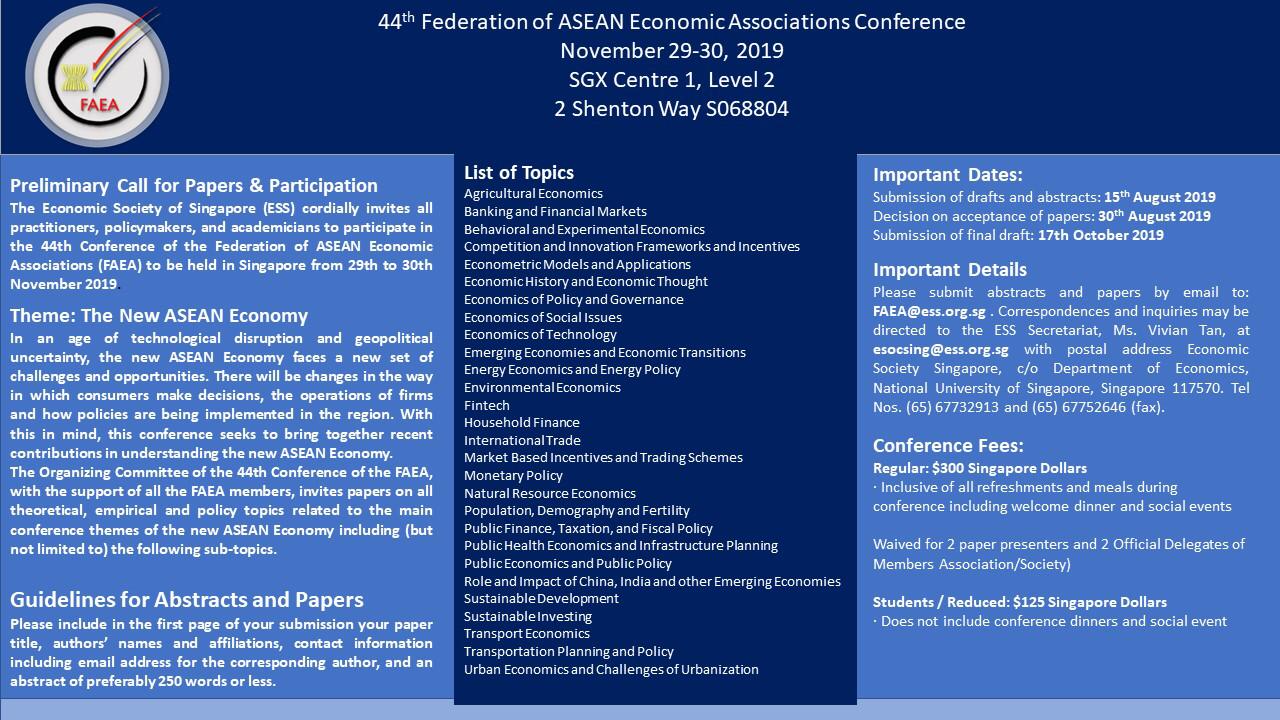 44th Federation of ASEAN Economic Associations (FAEA) Conference ...